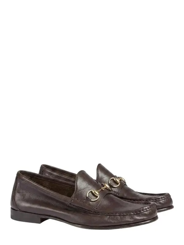 Gucci Horsebit Leather Loafers - Dark Brown