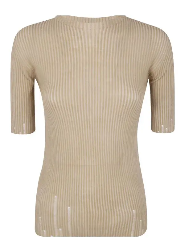 UMA WANG Short-sleeved Ribbed Sweater - No
