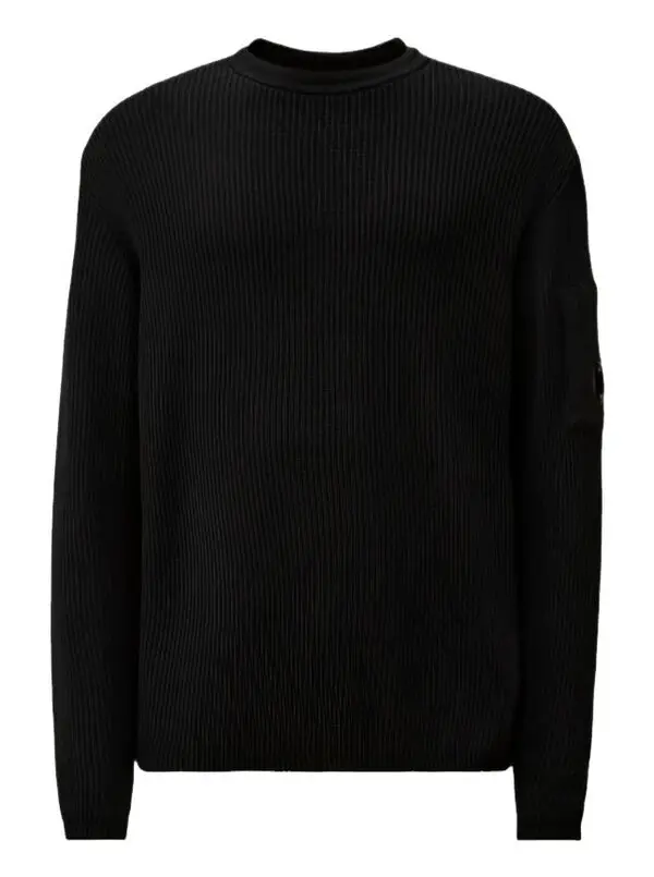 C.P. COMPANY Sea Island Ribbed Lens Sweater - Black