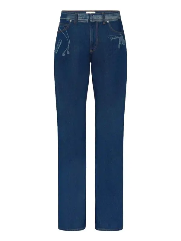 JEAN PAUL GAULTIER Printed Denim Jeans - Blue