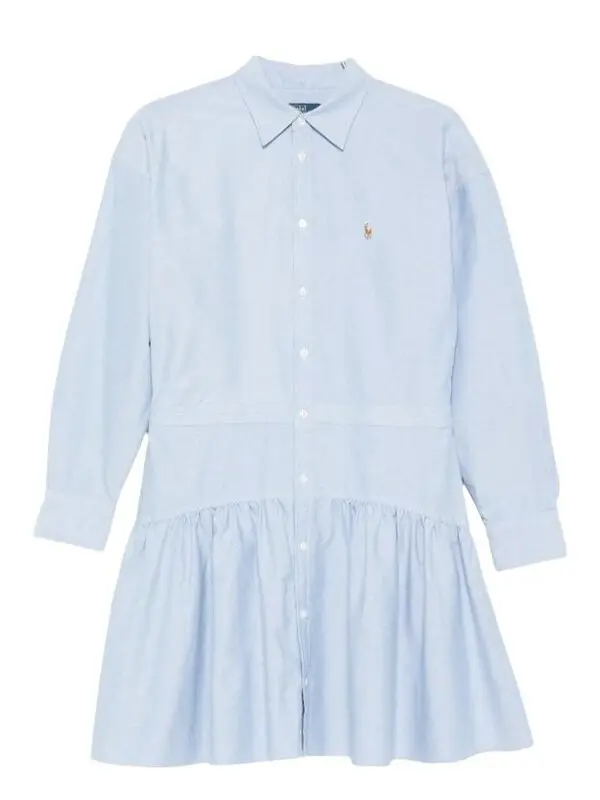 Polo Ralph Lauren Ruffled Hem Shirt Dress - Blue