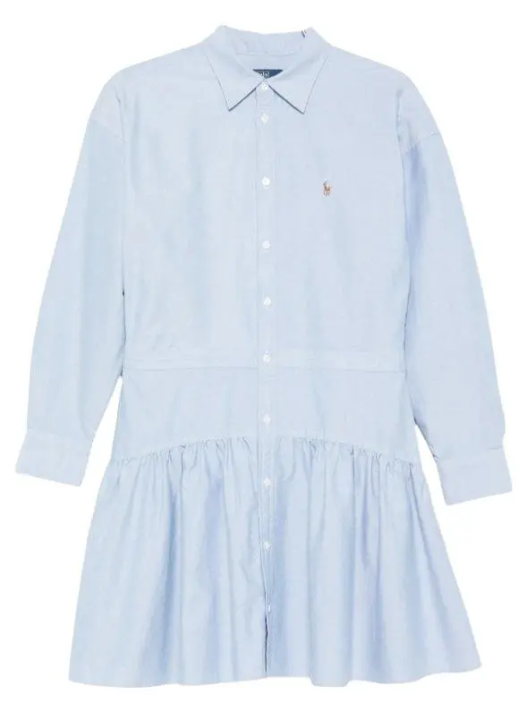 Polo Ralph Lauren Ruffled Hem Shirt Dress - Blue