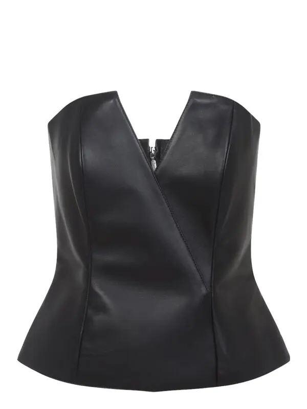 Ralph Lauren Harling Leather Bustier Top - Black