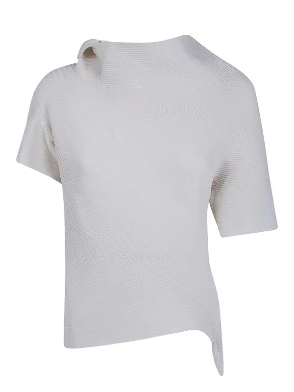 Issey Miyake Asymmetric Knitted Top - Offwhite