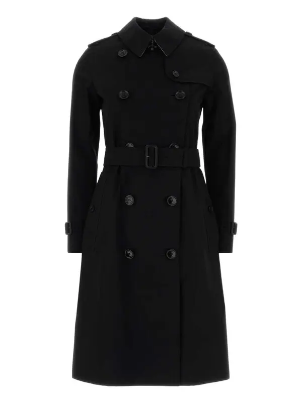 Burberry Double Breasted Belted Trench Coat - Black