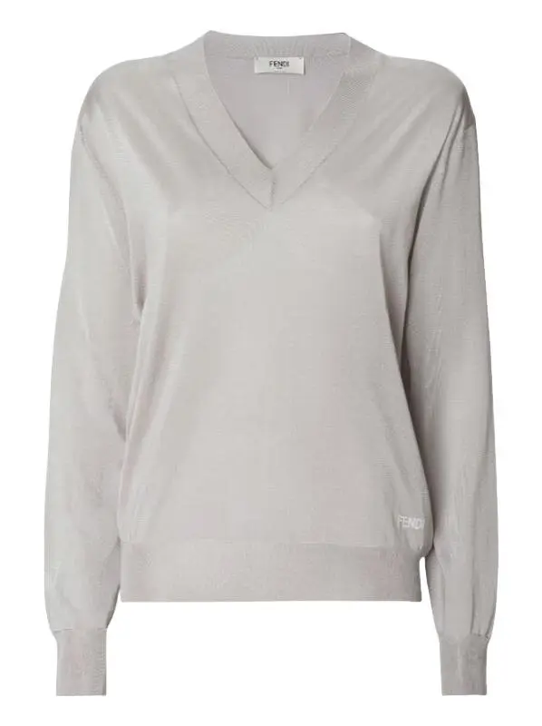 Fendi Long-sleeve V-neck Sweater - Grey