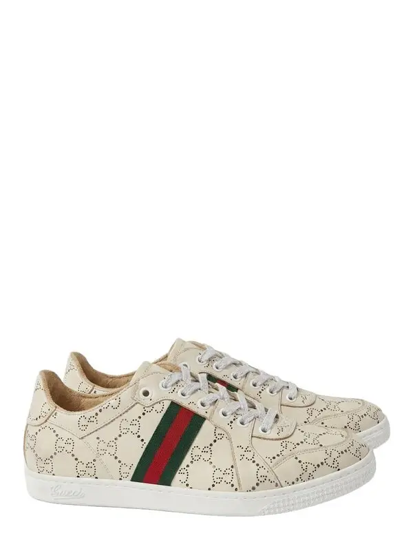 Gucci Web Detailed Lace-up Sneakers - White
