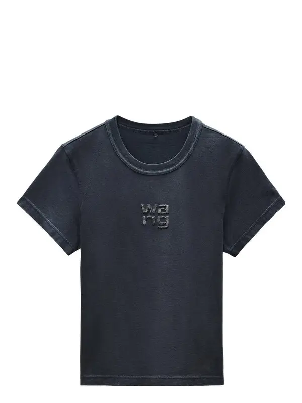Alexander Wang Embellished Hotfix Logo T-shirt - Water-washed Black