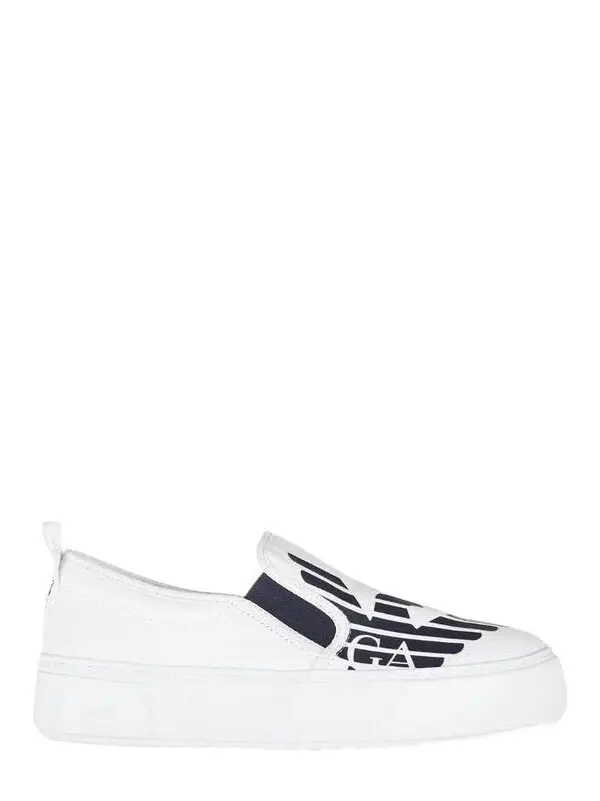 EA7 Logo Detail Slip-on Sneakers - White