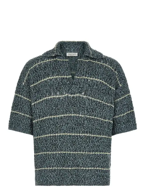 ROBERTO COLLINA Mouline Textured Polo Shirt - Multicolor
