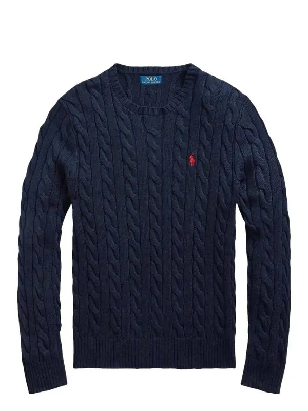 Polo Ralph Lauren Logo Embroidered Cable-knit Jumper - Black