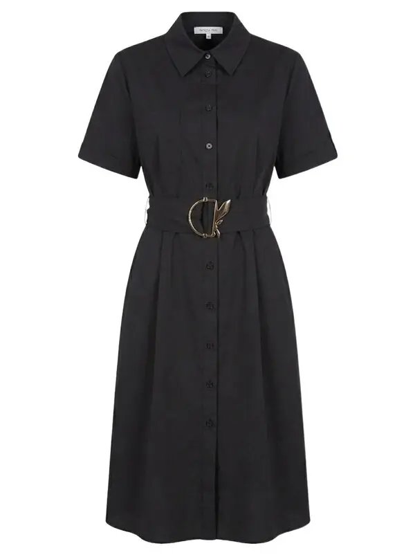 Patrizia Pepe Belted Maxi Shirt Dress - Black