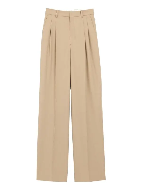 Ami High Waist Wide Leg Trousers - Taupe