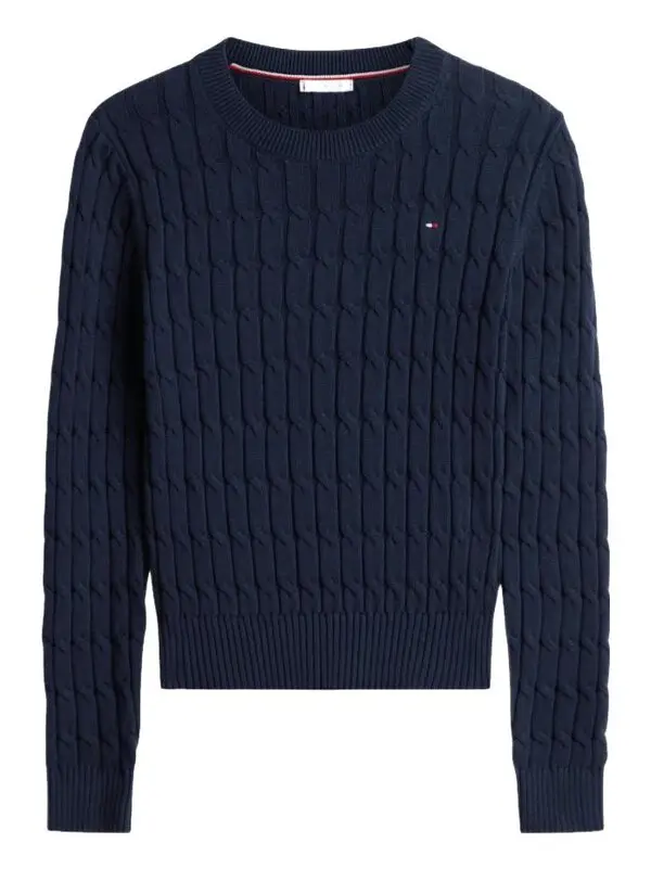Tommy Hilfiger Cable-knit Crewneck Sweater - Late Night Navy Blue