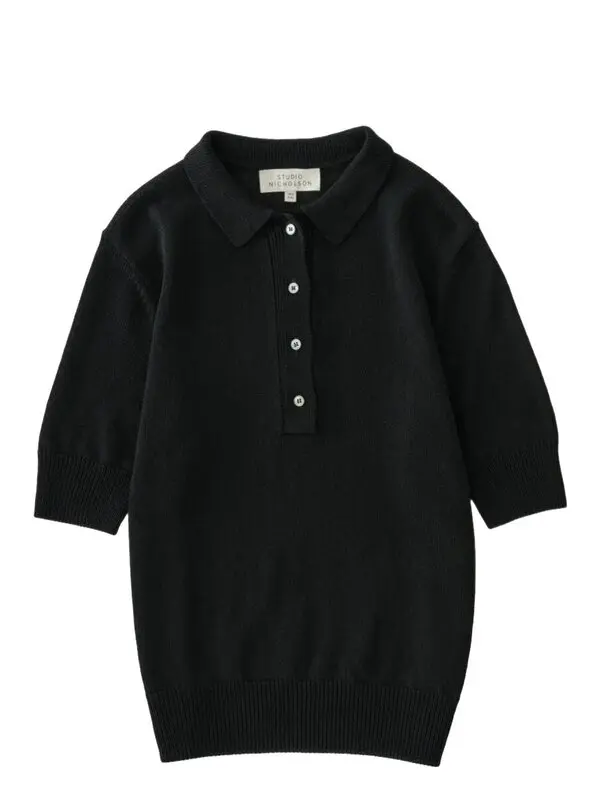 Studio Nicholson Tolsa Knit Polo Shirt - Black