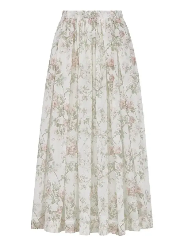 Dior Mid-length Flared Skirt With Patterned Decoration - White