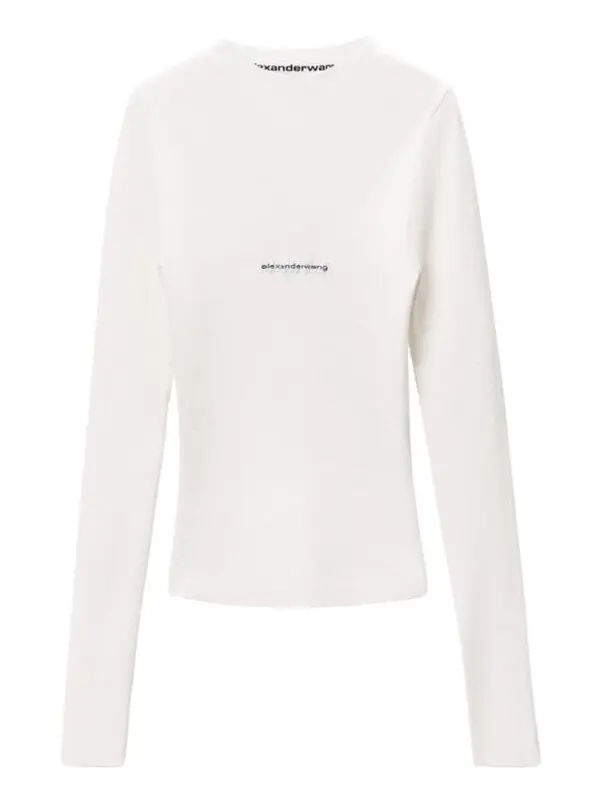 Alexander Wang Logo Ribbed Long Sleeve T-shirt - White