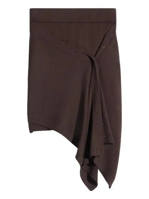 LEMAIRE Buttoned Asymmetric Knitted Skirt - Black Cocoa