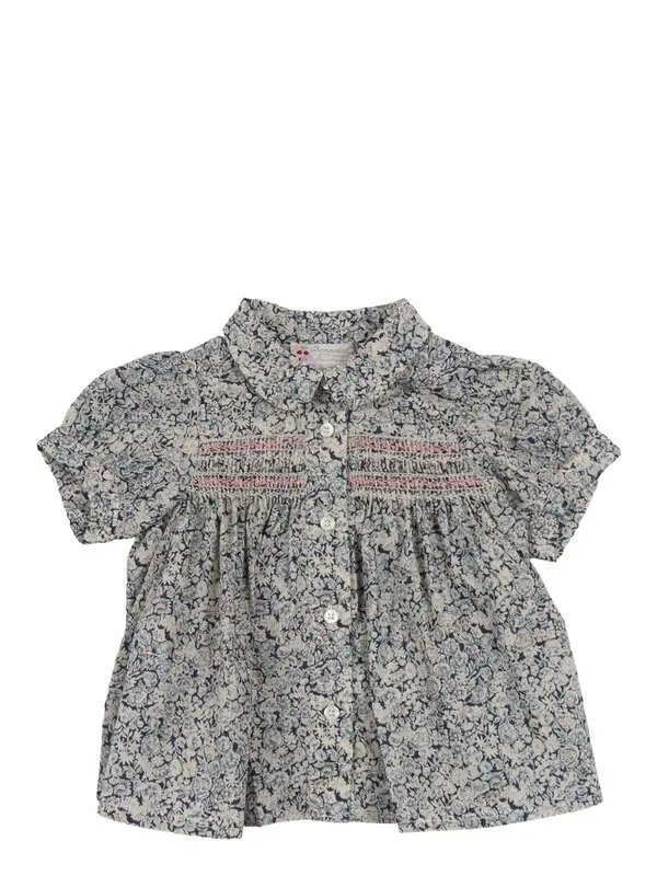 Bonpoint Floral Printed Short-sleeved Collared Top - Gray