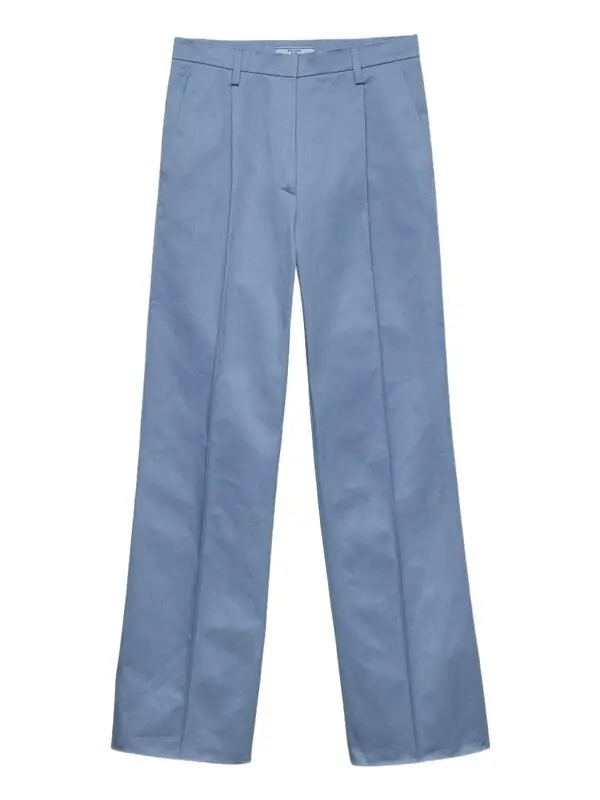 Prada Pleated Straight-leg Trousers - Pilot Blue