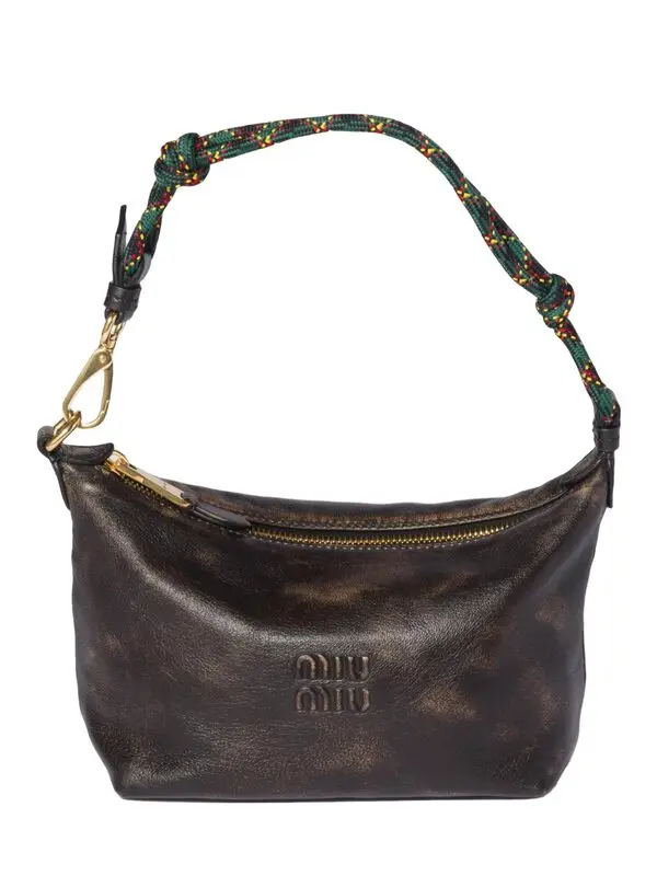 Miu Miu Leather Pouch - Coffee Brown/green