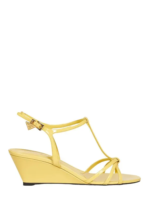 Prada Buckle-fastened Wedge Sandals - Pineapple Yellow