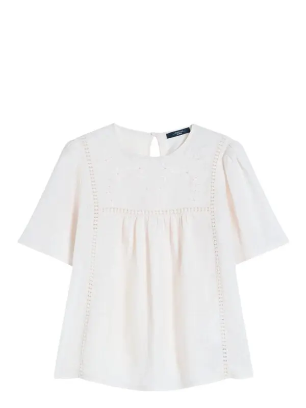 Max Mara Embroidered Panel Top - Off White