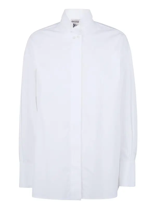 SEMICOUTURE High-neck Long-sleeve Shirt - White
