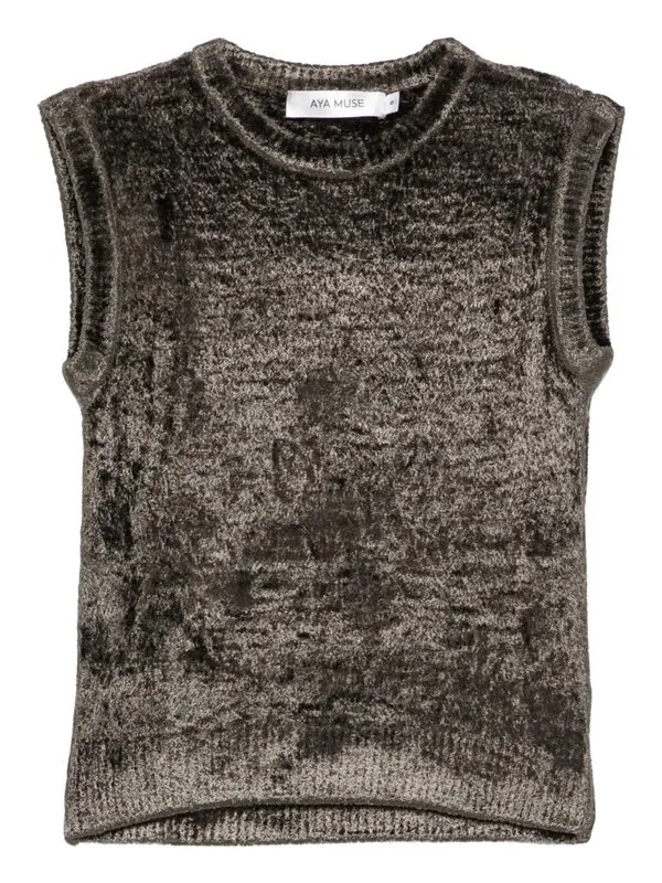 AYA MUSE Ribbed Knit Cropped Tank Top - Cocoa
