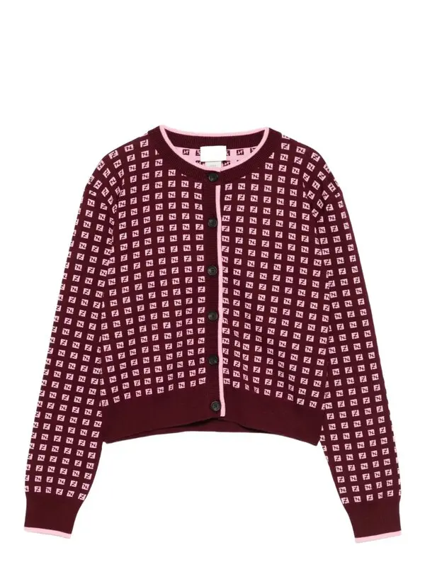 Fendi Long-sleeved Knitted Cardigan - Plum