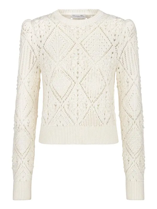 Dior Openwork Knitted Jumper - White