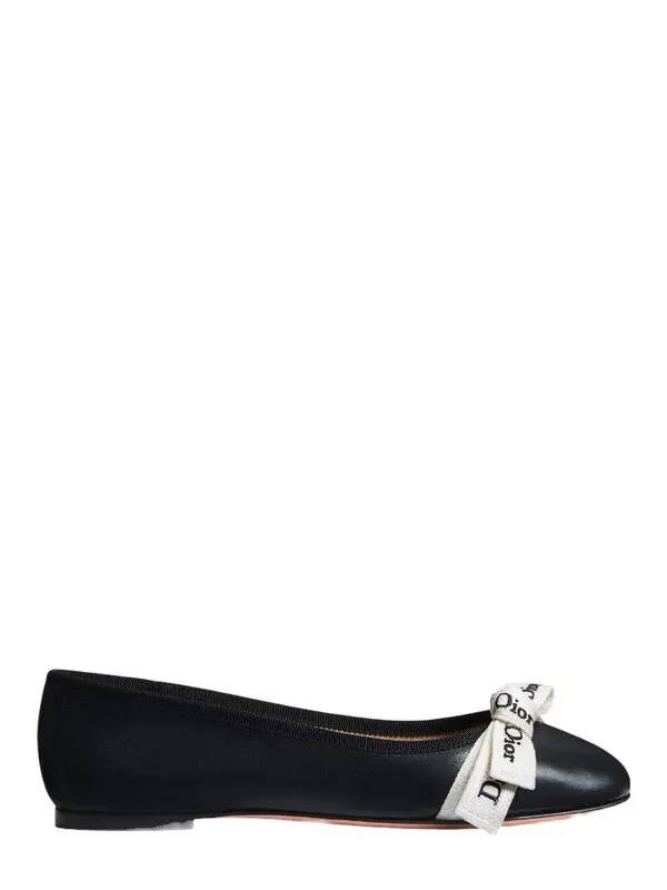 Dior J'adior Ballet Flat With Ribbon Detailing - Black