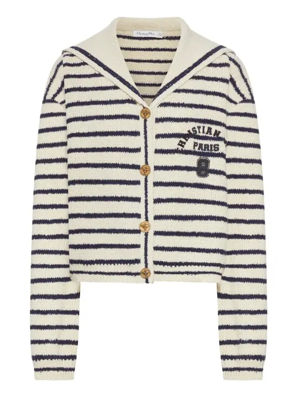 Dior Striped Knit Cardigan - White