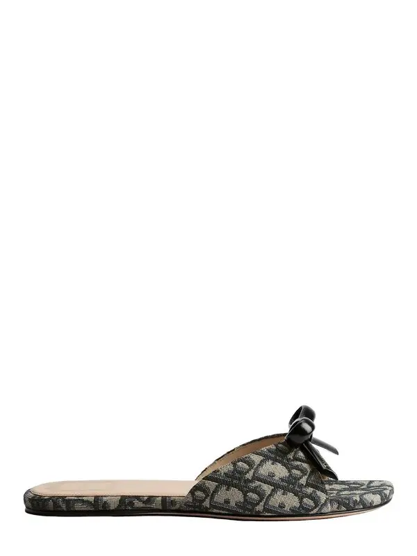 Dior Bow Detail Open Toe Slides - Dark Blue