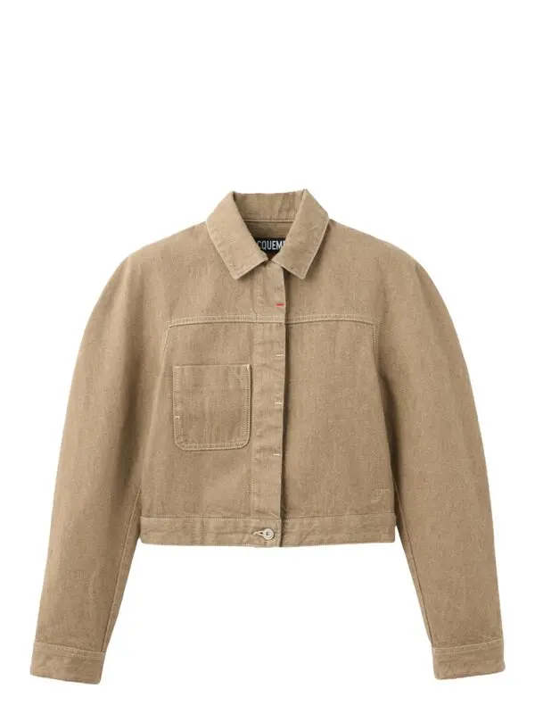 Jacquemus Ovalo Cropped Denim Jacket - Light Brown