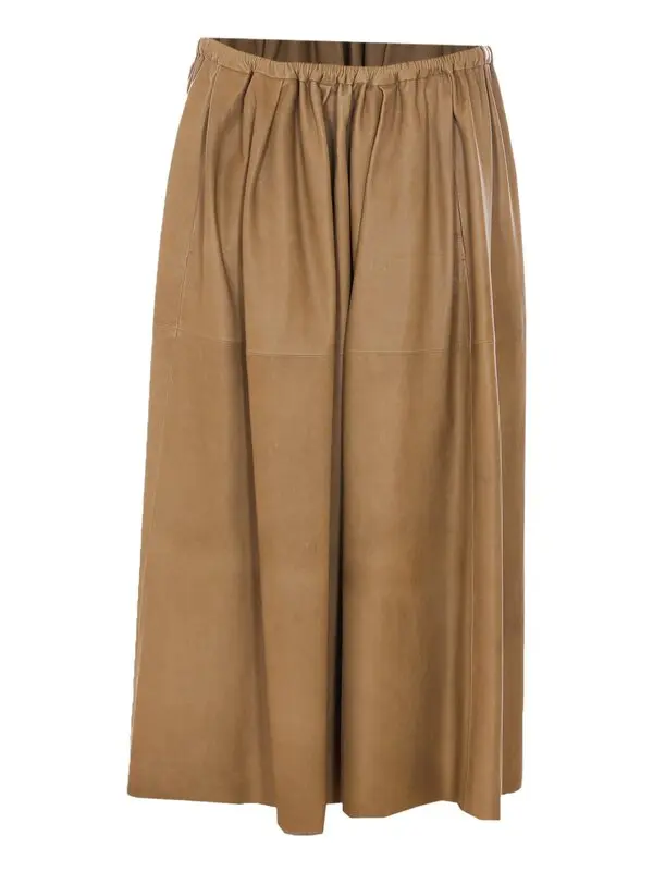 Auralee Elastic-waist Leather Midi Skirt - No