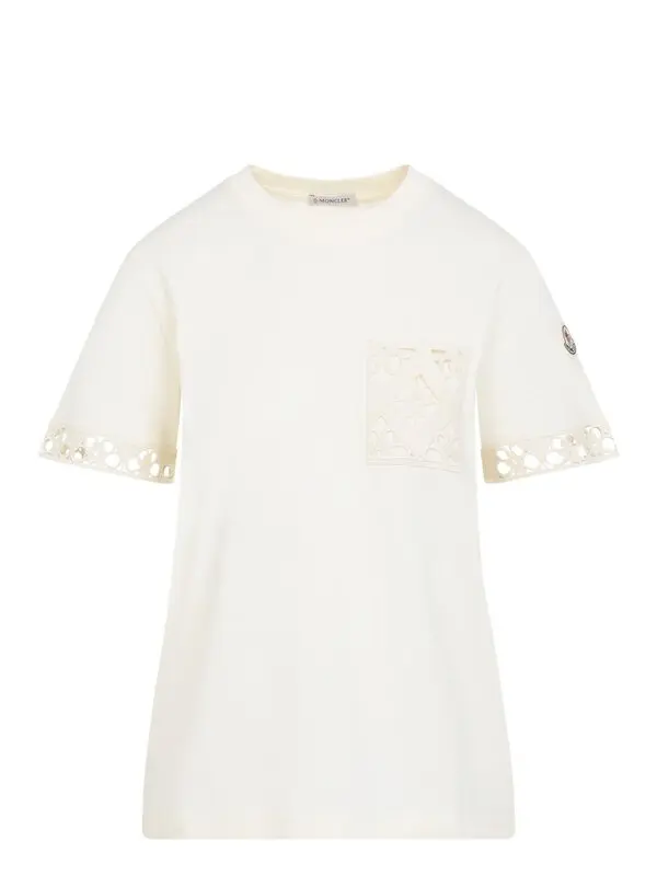 Moncler Broderie Trim Pocket T-shirt - Natural