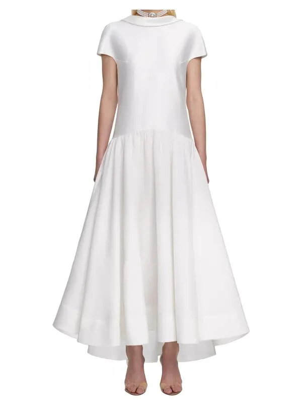 SELF-PORTRAIT Scoop Neck Back Midi Dress - White