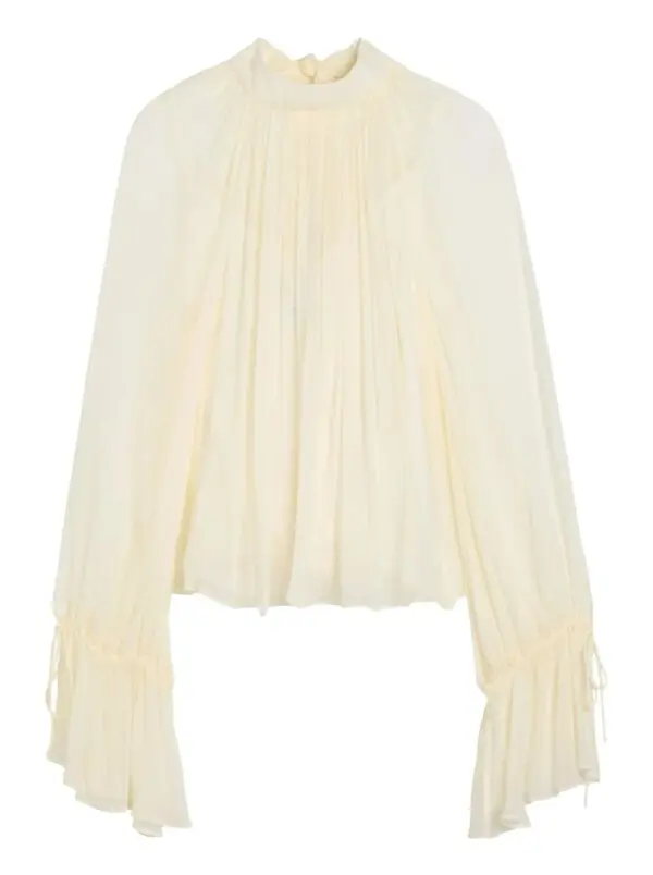 Staud Sheer Finish Roux Ruffled Top - Ivory