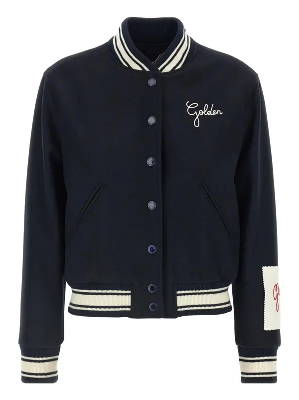 GOLDEN GOOSE Embroidered Logo Bomber Jacket - Black