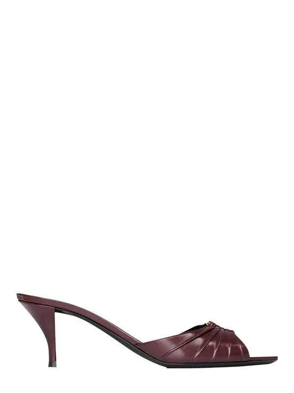 Saint Laurent Babylone" Logo Plaque Mules - Red