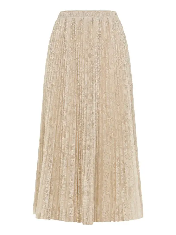 Ermanno Scervino Pleated Lace Midi Skirt - No