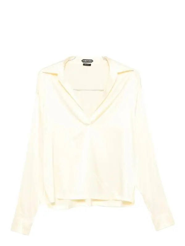 TOM FORD V-neck Long Sleeve Top - White
