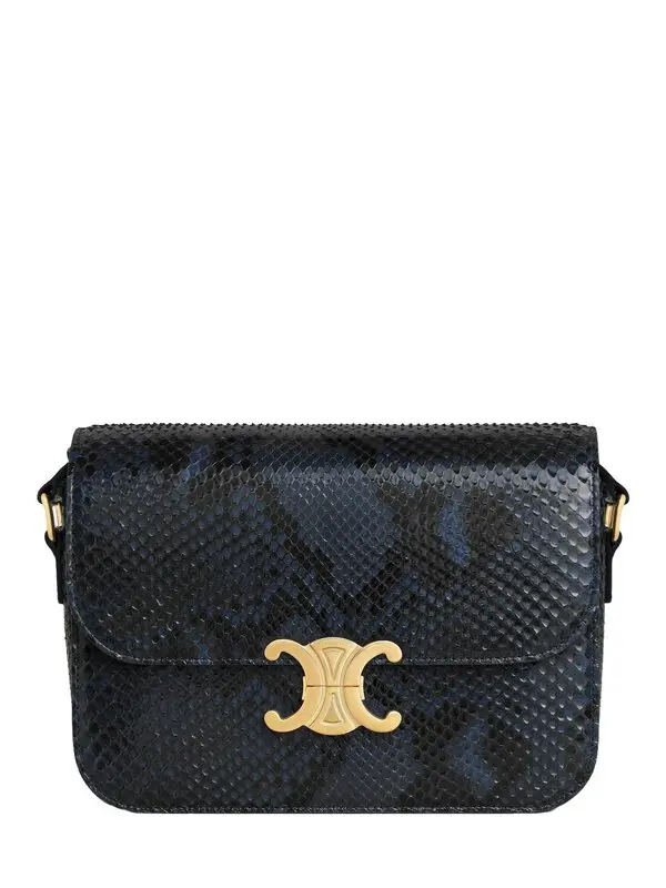 Celine Classique Triomphe Bag In Python - Black