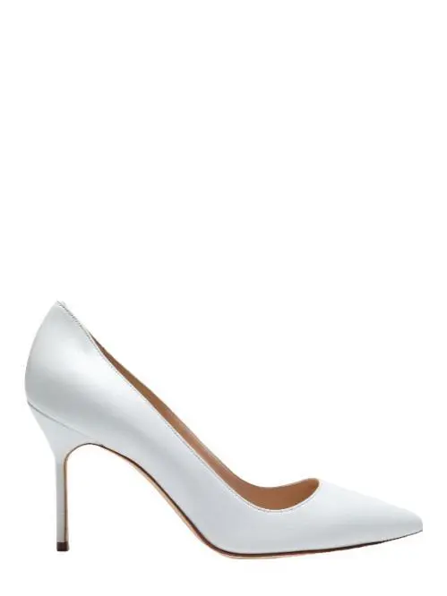 Manolo Blahnik Nappa Leather Pointed Toe Pumps - White