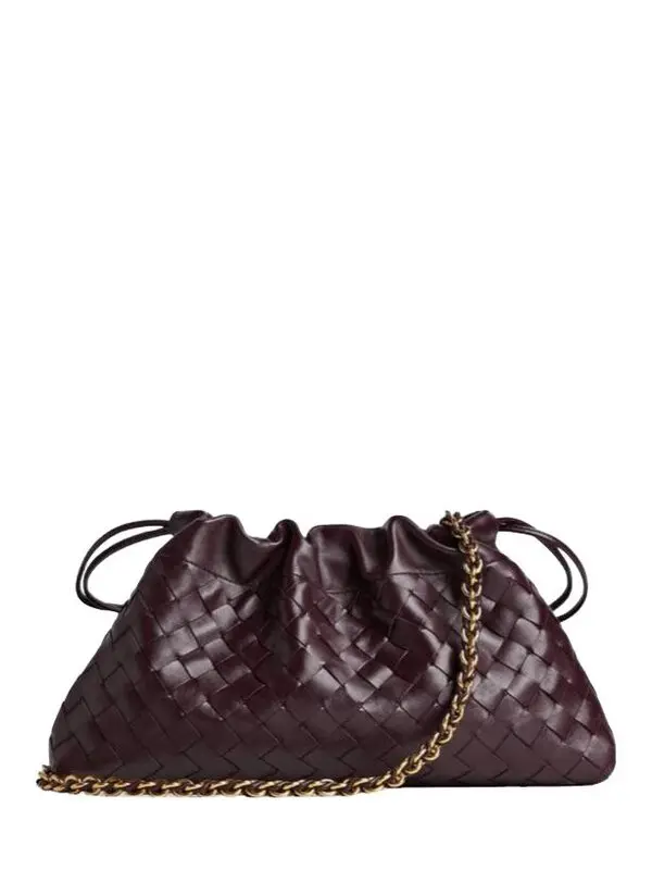 Bottega Veneta Woven Leather Bucket Bag With Metal Chain - Black