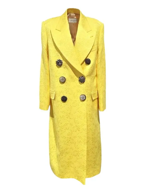 Dries Van Noten Oversized Jacquard Coat - Yellow