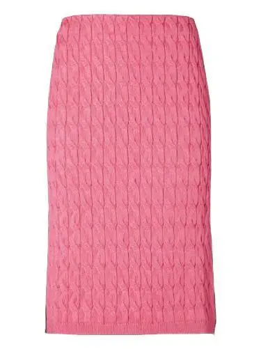 Fendi Cable-knit Midi Skirt With Side Zips - Pink
