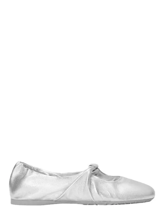 Loewe Pebble Metallic Effect Ballerina Flats - Silver