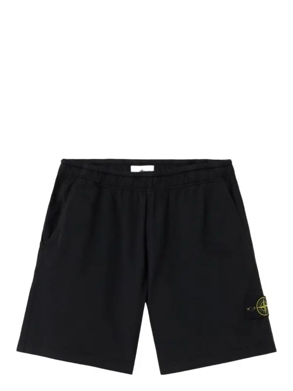 Stone Island Elasticated Waistband Logo Patch Shorts - Black